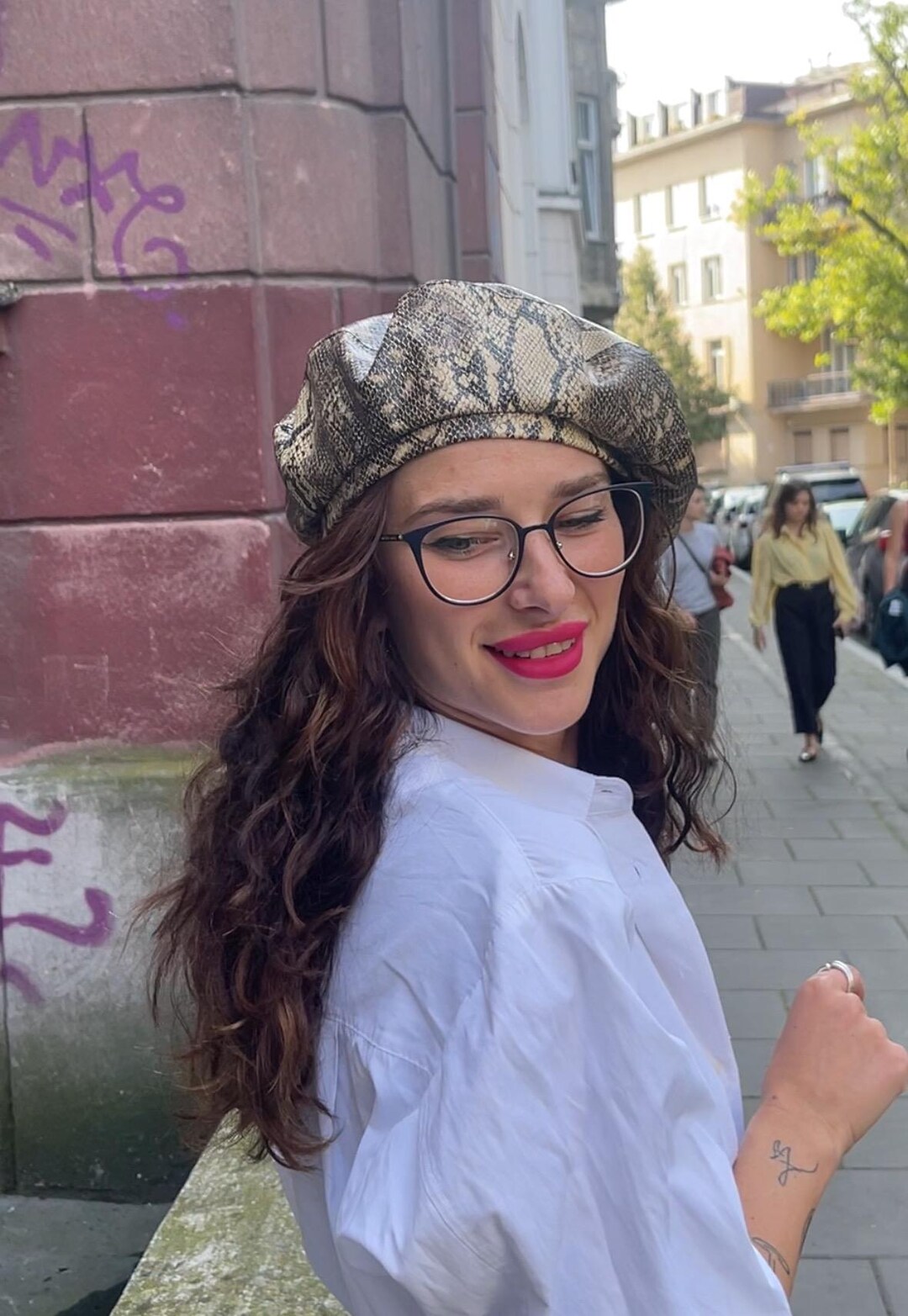 Bright Stylish Beret Made of Artificial Leather Stylish Beret Made of ...