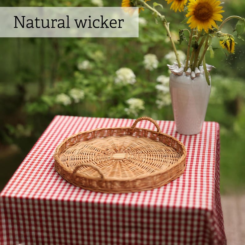 Wicker Serving Tray With Handles, Woven Serving Tray, Wicker Breakfast ...