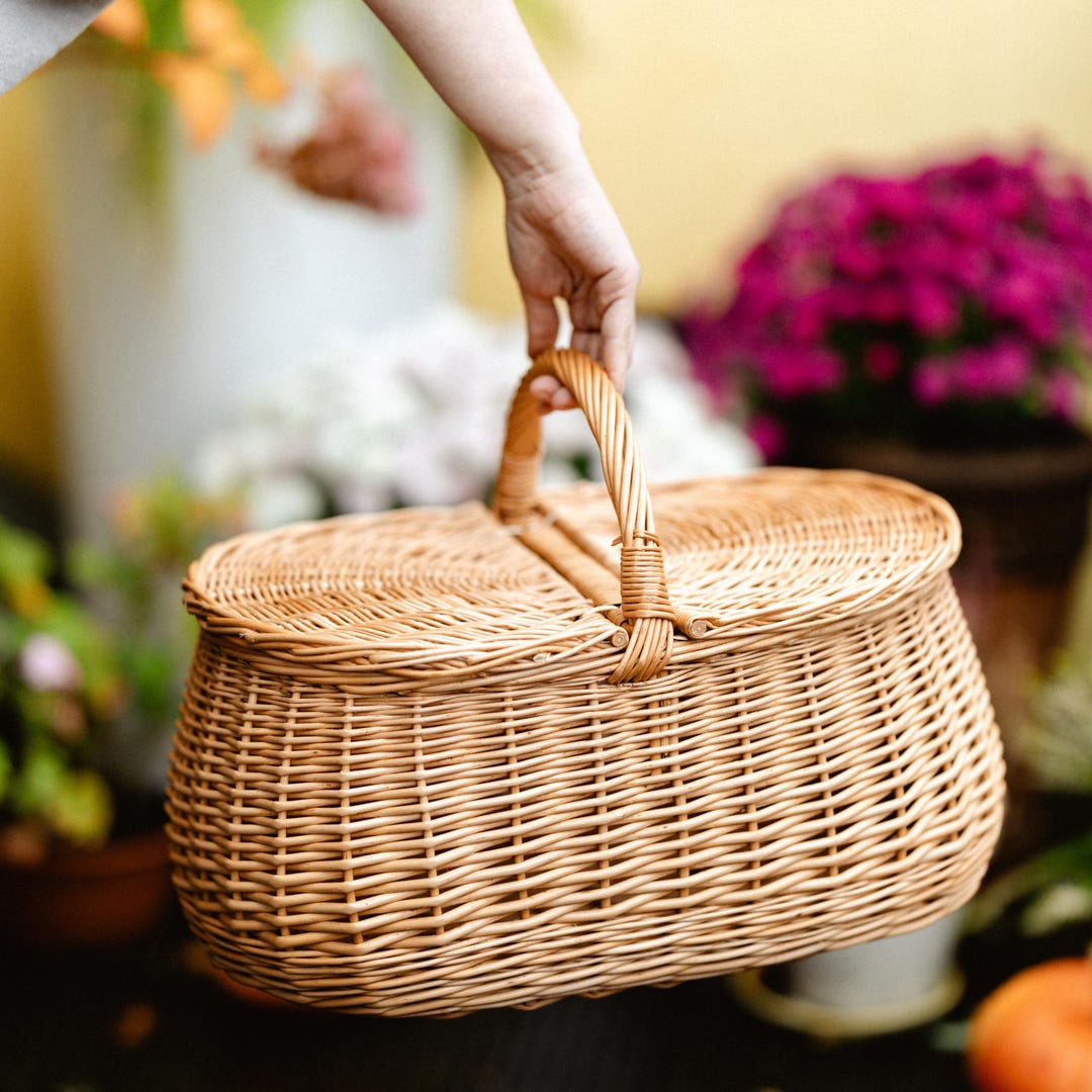 Wicker Mushroom Forage Basket, Willow Mushroom Basket, Woven Mushroom ...