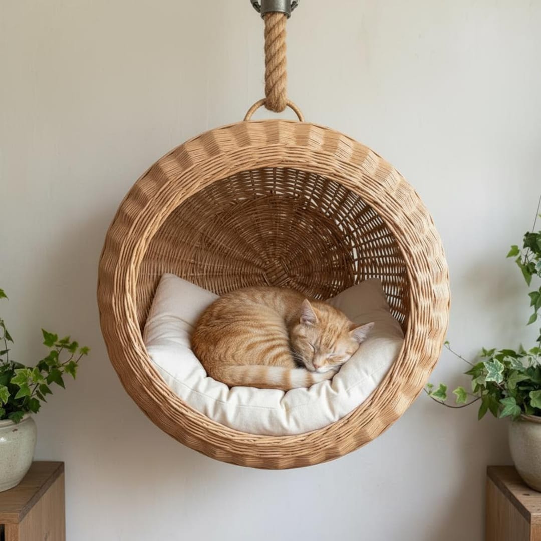 Wicker Cat Hammock, Wicker Cat Bed, Handmade Cat Bed, Hanging Cat Bed ...