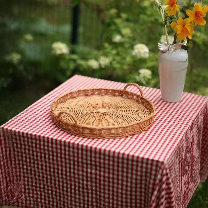 Wicker Serving Tray With Handles, Woven Serving Tray, Wicker Breakfast ...