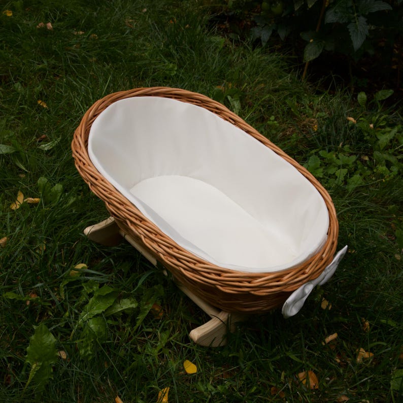 Wicker Baby Bassinet, Handmade Baby Cradle, Natural Wicker Cradle ...