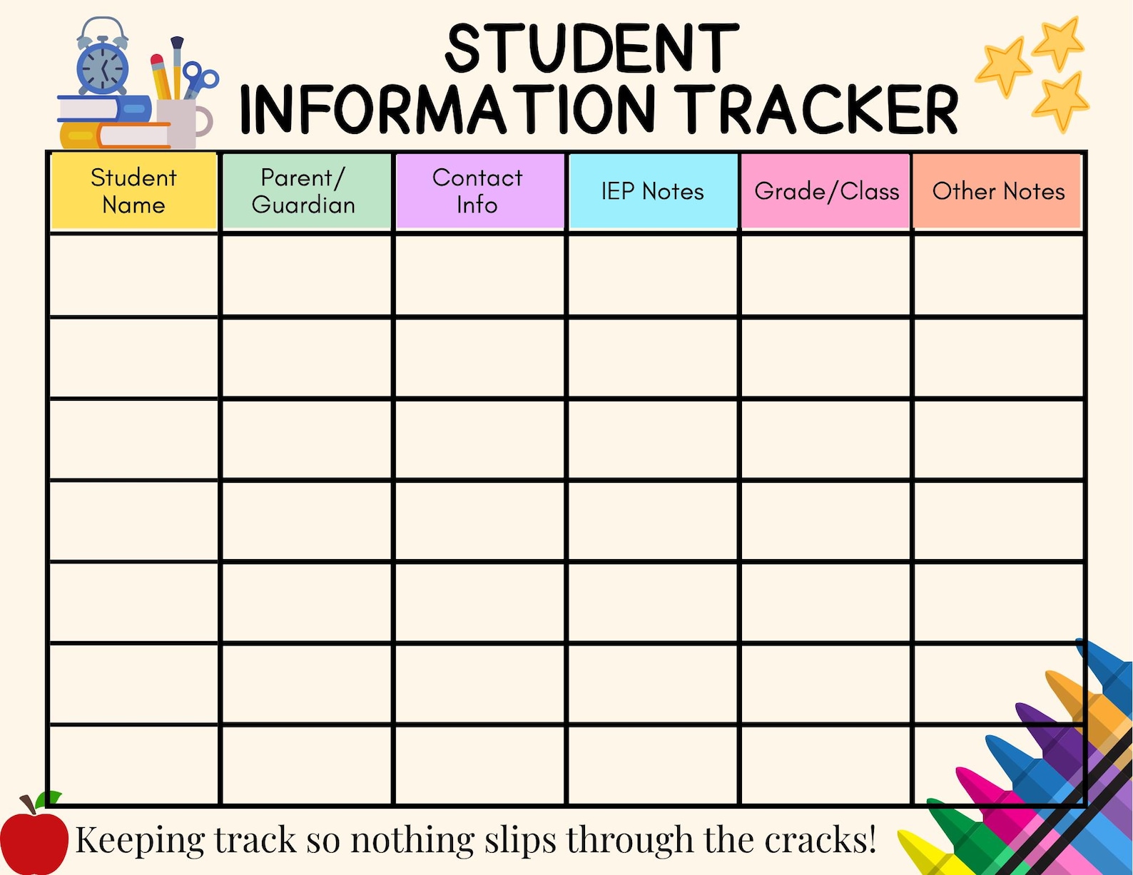Student Information Tracker | Editable Teach Template | Printable ...