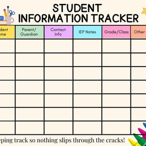 Student Information Tracker | Editable Teach Template | Printable ...