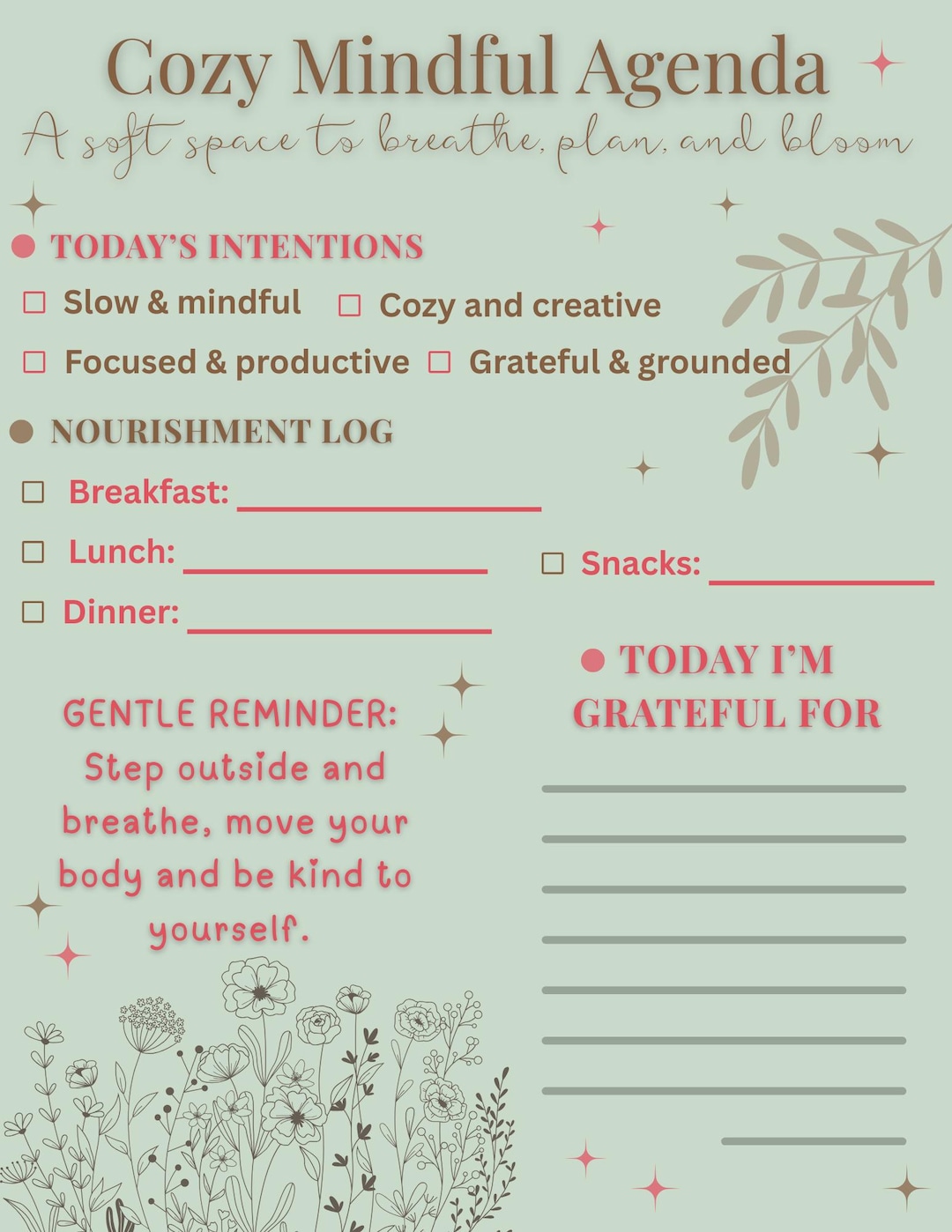 Peaceful Daily Planner for Cozy Souls | Cozy Mindful Agenda ...