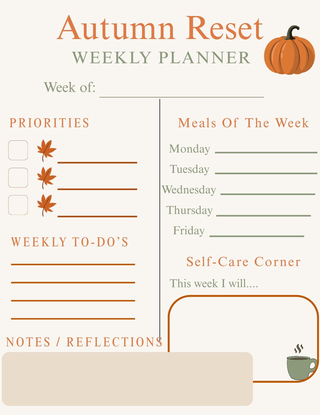 Fall Planner Bundle: 3-pack Printable Daily & Weekly Planners (digital ...