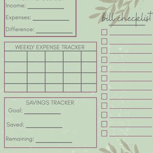 Budget Planner | Printable Finance Tracker | Expense Log, Bill ...