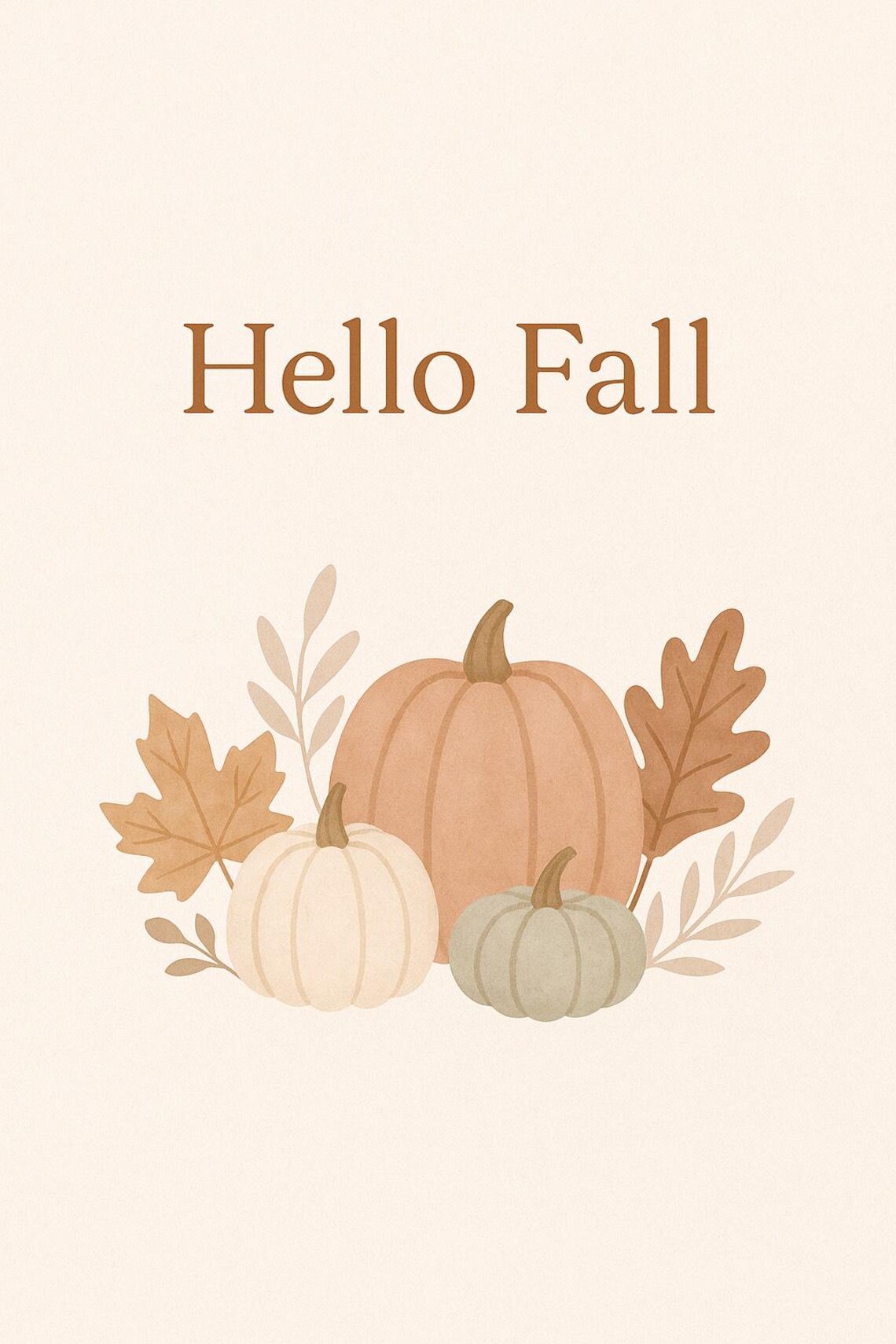 Hello Fall Printable Wall Art | Pastel Pumpkin Autumn Decor | Modern ...