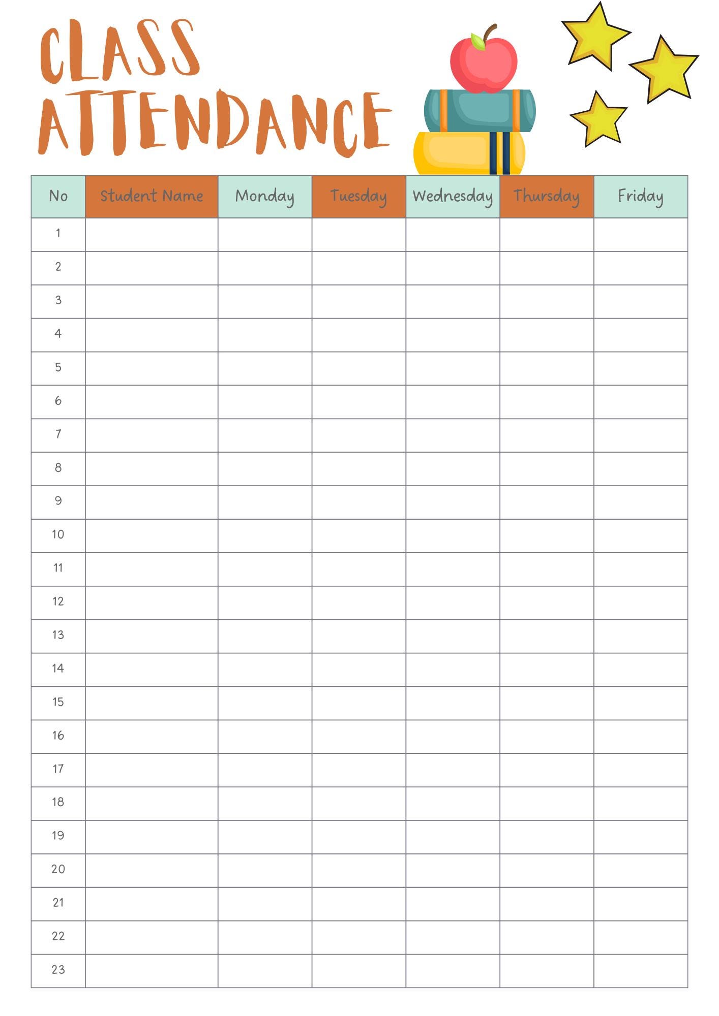 Printable Classroom Attendance Tracker: Pastel Teacher Planner Pages ...