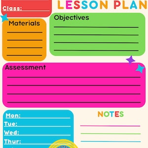 Bright & Fun Weekly Leeson Plan | Printable PDF | Rainbow School Theme ...