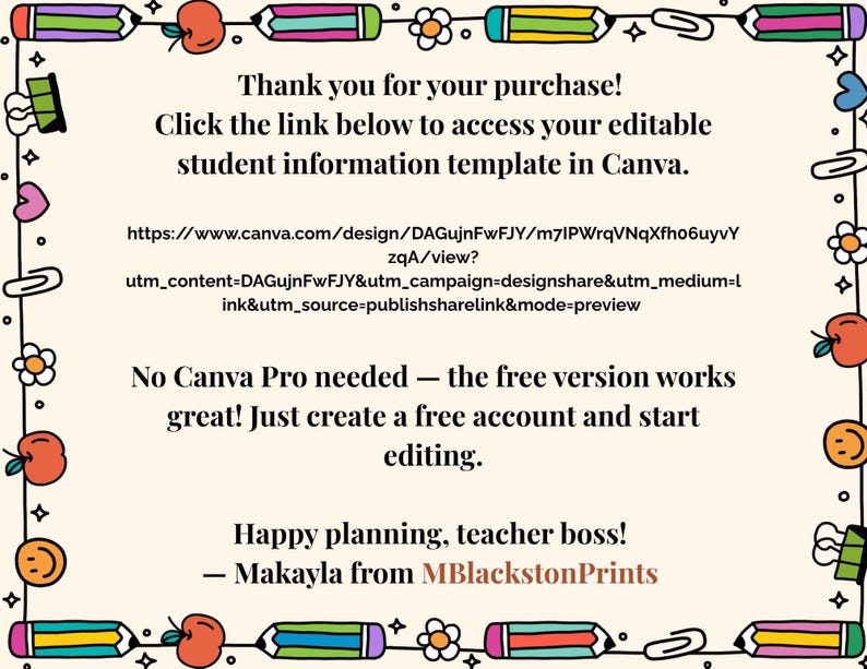 Student Information Tracker | Editable Teach Template | Printable ...