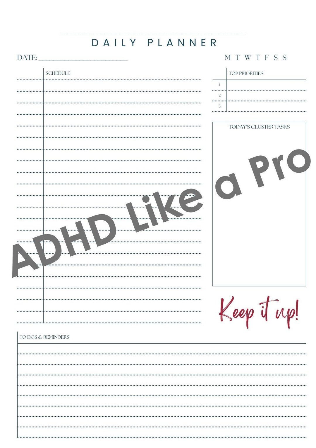 ADHD Friendly Daily Planner | Time Blocked & Open Format (printable PDF ...