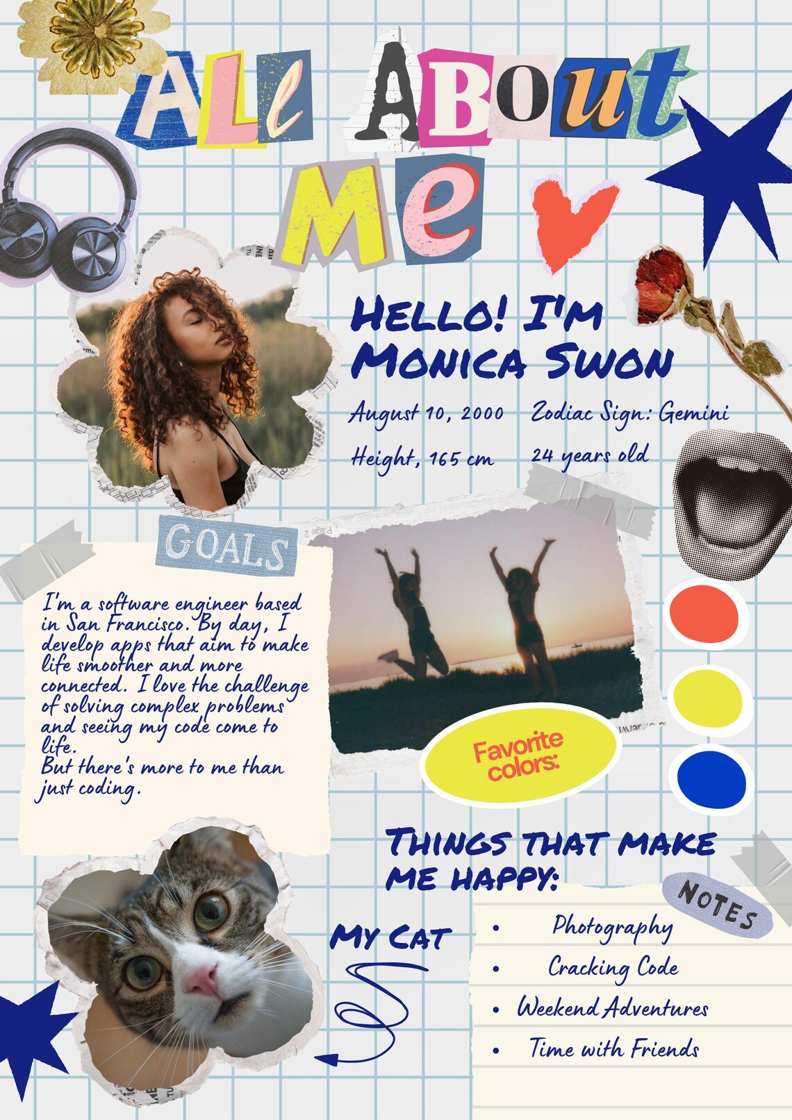 Custom "all About Me" Digital Poster – Personalized Aesthetic Photo ...