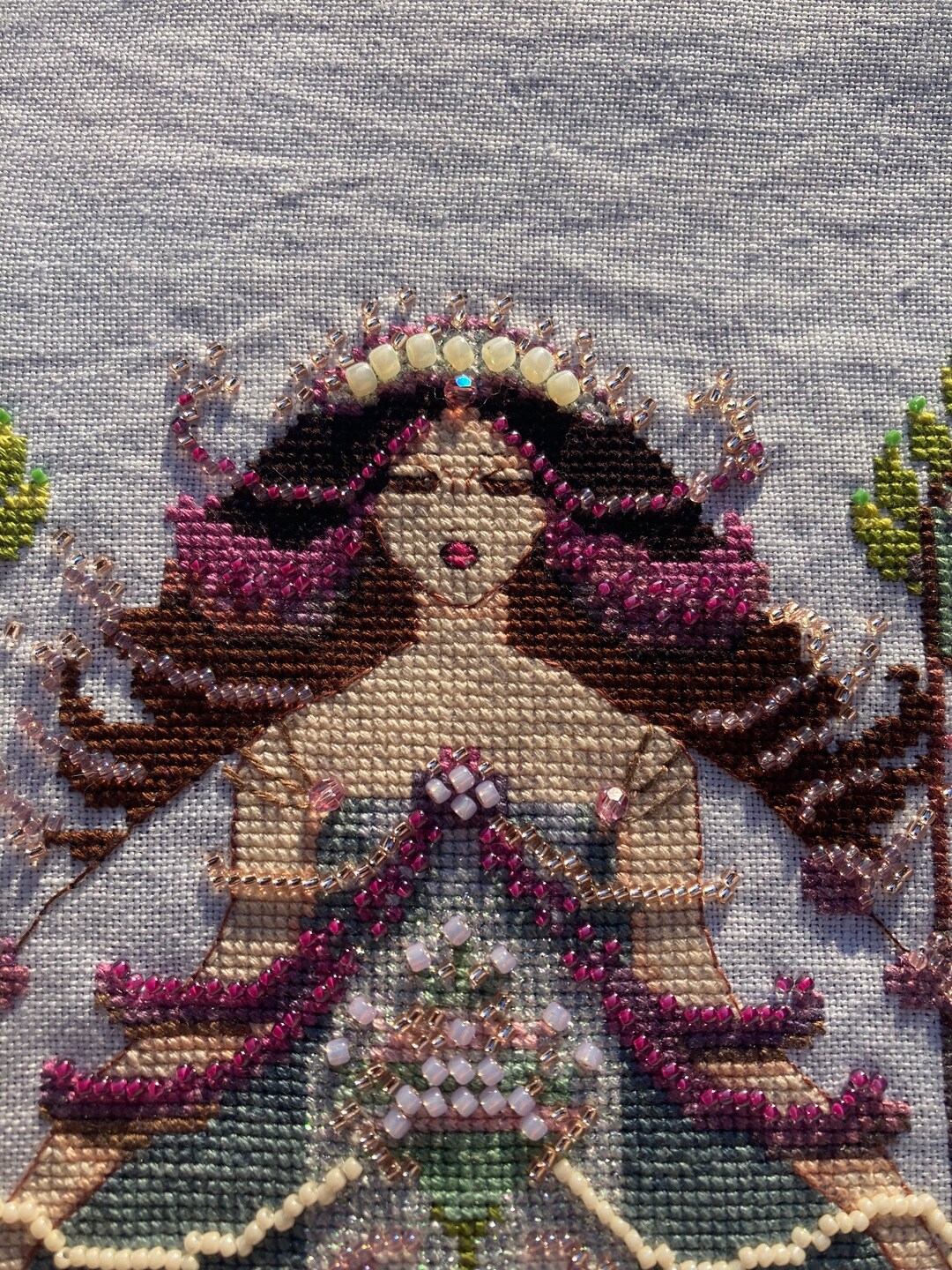 Finished Cross Stitch the Muse by Nora Corbett, Mirabilia - Etsy