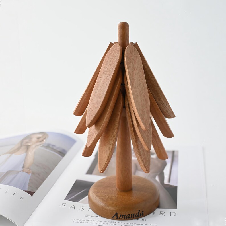 Personalized Wooden Tree Trivet Set for Hot Dishes Heat Resistant ...