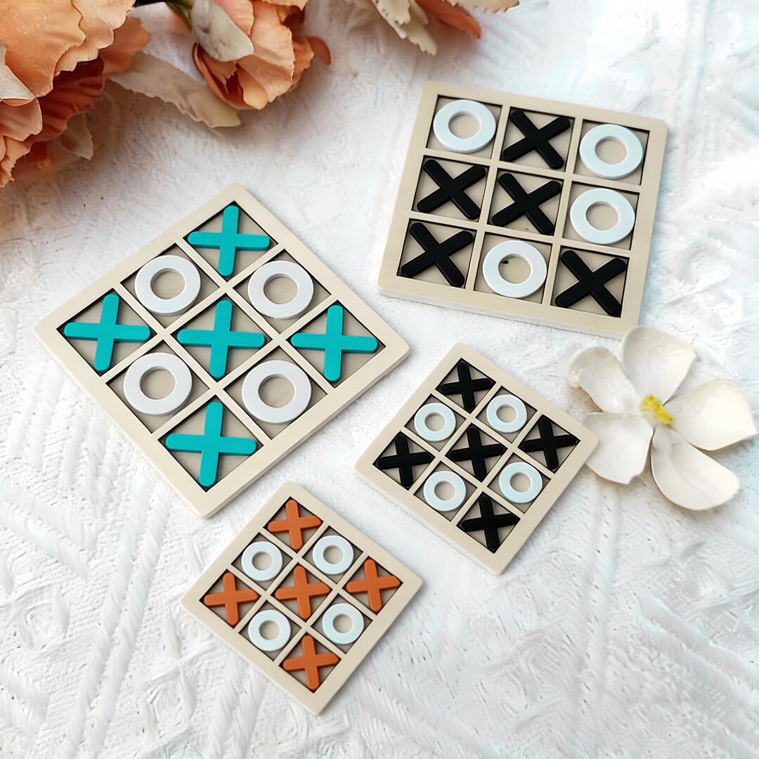 Wooden Tic Tac Toe Board Game Colorful Tabletop Wood Games - Etsy