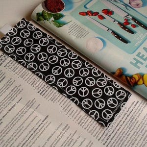 Peace Sign Bookmark / Fabric Bookmark / Black and White / Peace ...