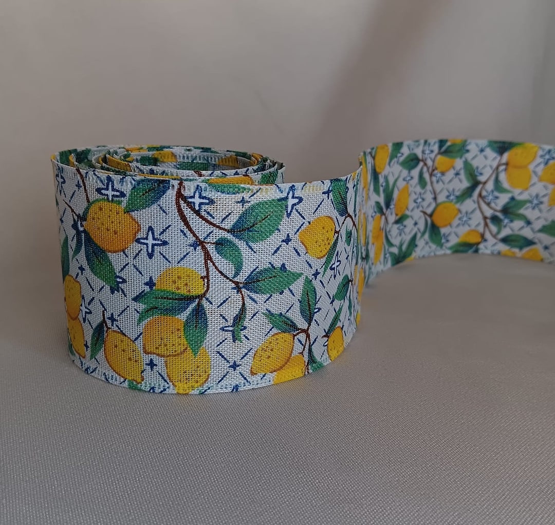 Lemon Print Ribbon / Summer Print Ribbon / Lemonade / Yellow Lemons / 2 ...