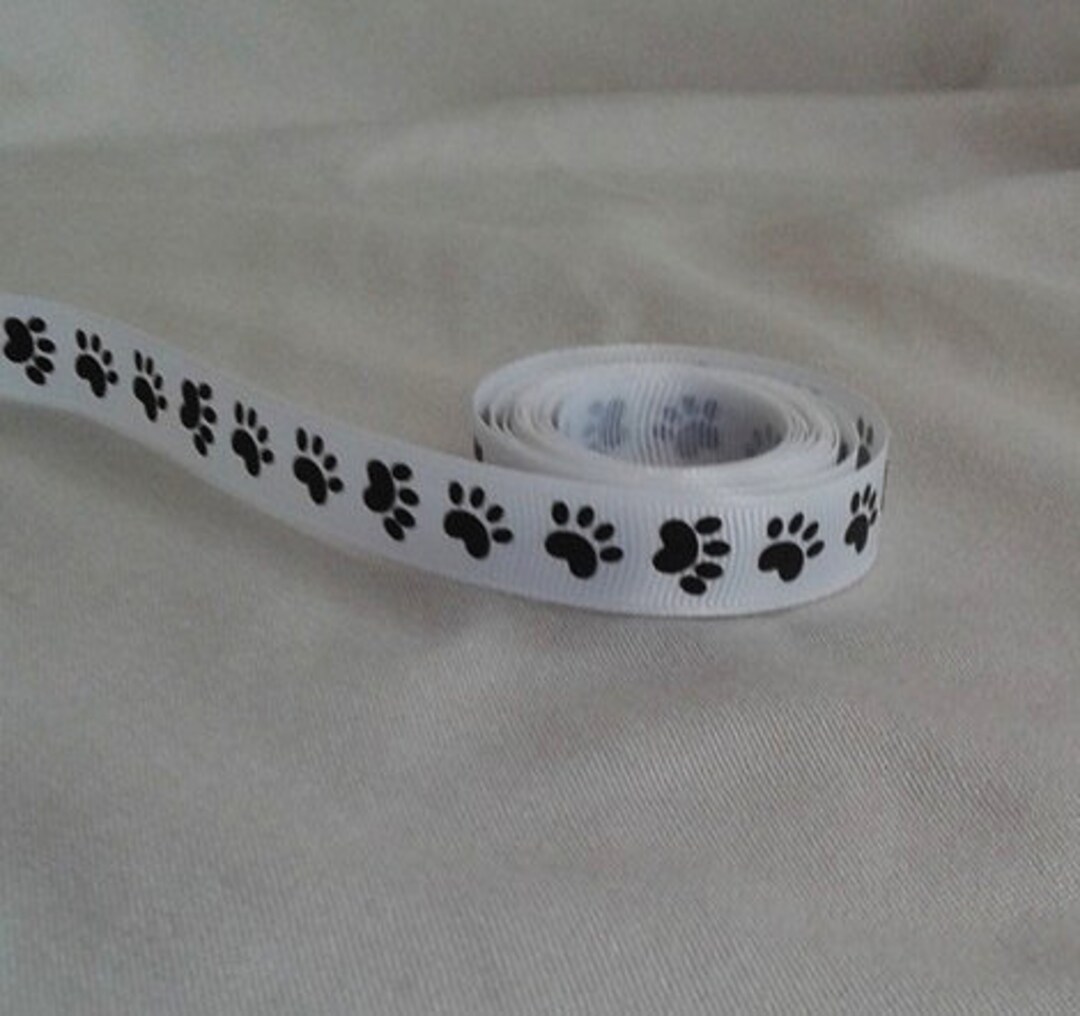 Pet Paw Print Ribbon / White Ribbon / Grosgrain Ribbon / 5/8 X 4 Yards ...