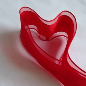 Red Heart Ribbon / Red Ribbon / Wire Ribbon / Wedding / Mothers Day ...