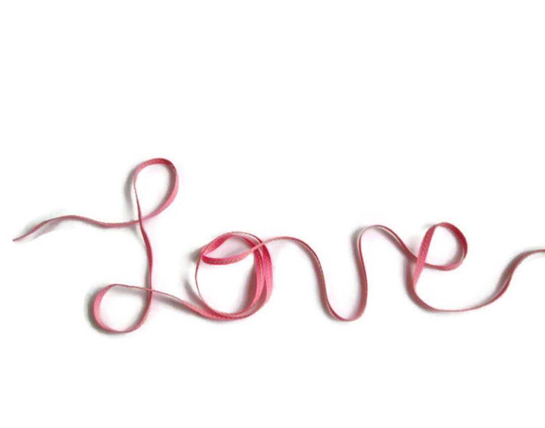 Pink Ribbon / Apple Green Stitches / Ribbon / Wrap It / - Etsy