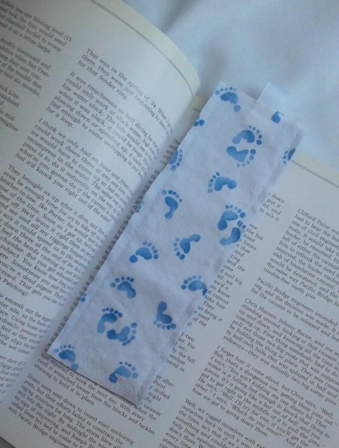 Footprint Bookmark / Fabric Bookmark / Blue / Baby Boy / Bookmark - Etsy
