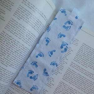 Footprint Bookmark / Fabric Bookmark / Blue / Baby Boy / Bookmark - Etsy