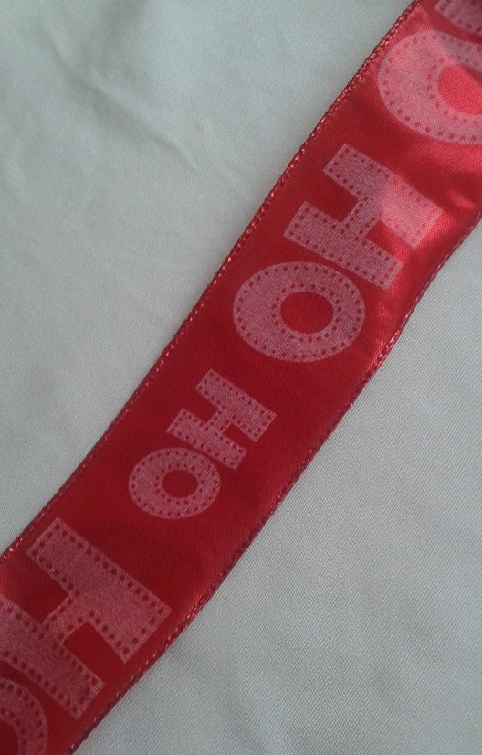 Christmas Ribbon / HO HO HO Wire Ribbon / Red and White Ribbon | Etsy