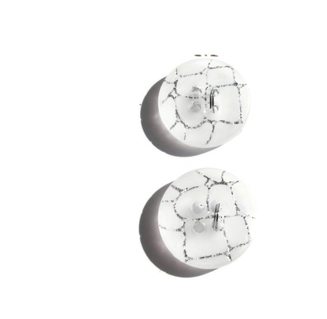 White and Silver Cracked Buttons... Set of 2 - Etsy