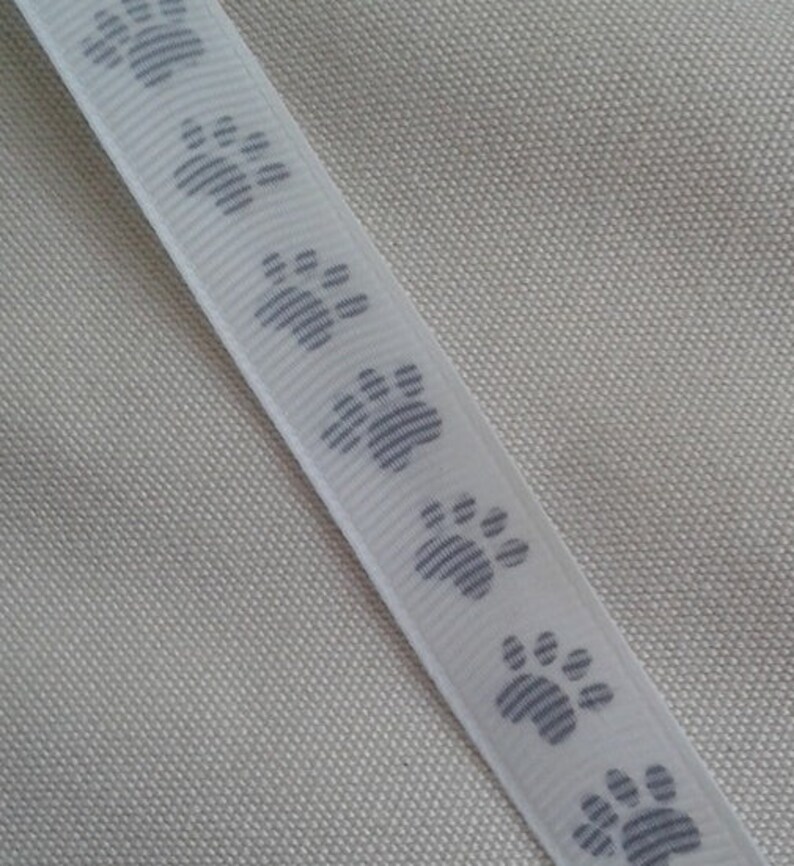 Pet Paw Print Ribbon / White Ribbon / Grosgrain Ribbon / | Etsy