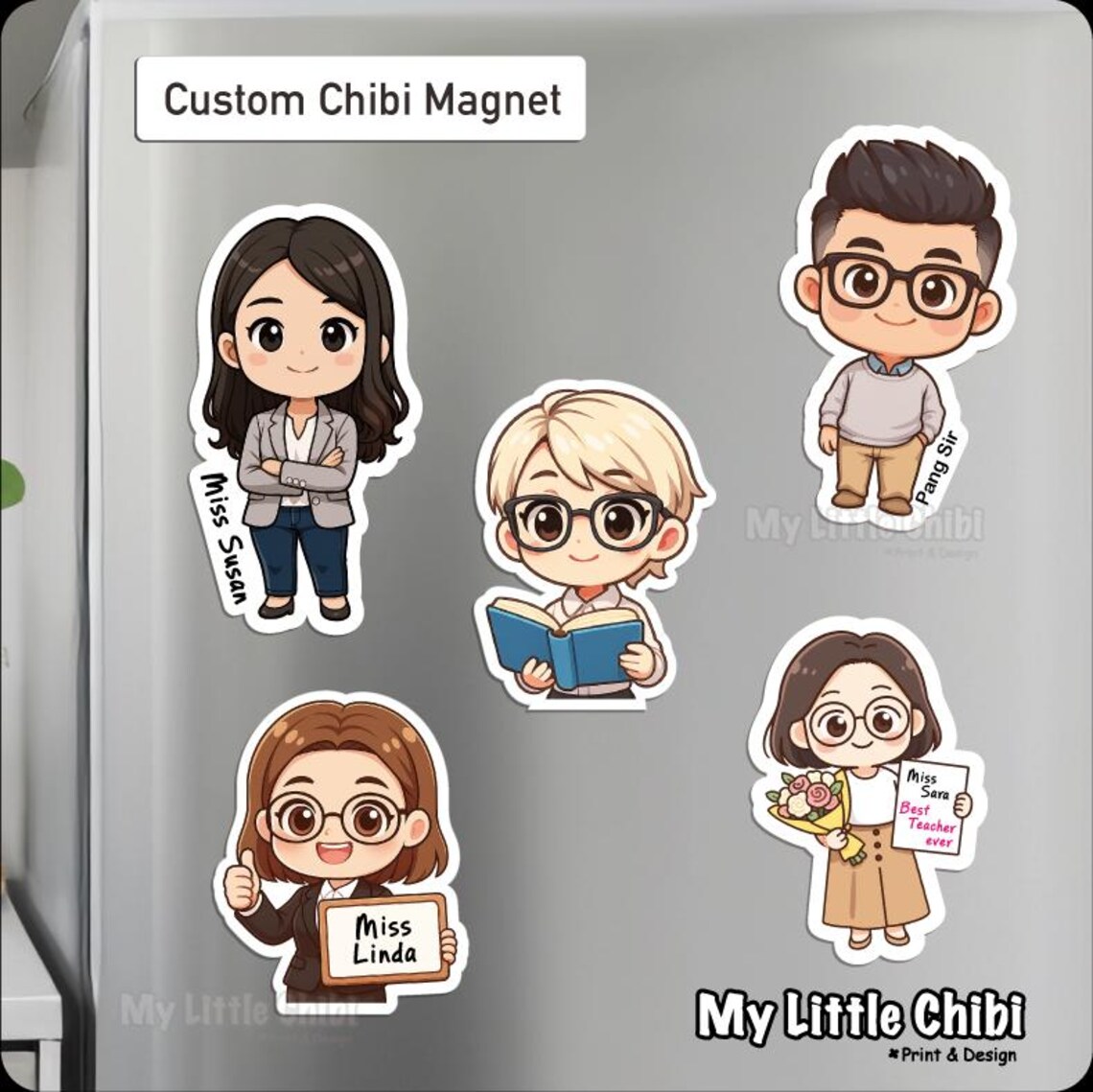 Custom Chibi Cartoon Photo Fridge Magnets, Personalized Photo Gifts ...