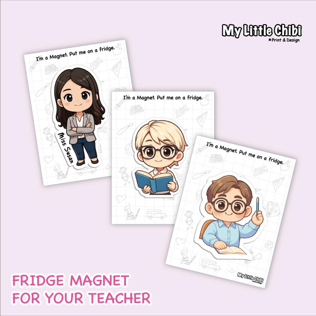 Custom Chibi Cartoon Photo Fridge Magnets, Personalized Photo Gifts ...