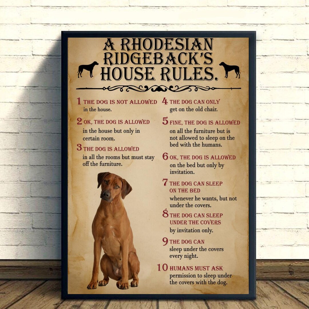 Rhodesian Ridgeback House Rules Poster: Vintage Dog Lover Wall Art - Etsy