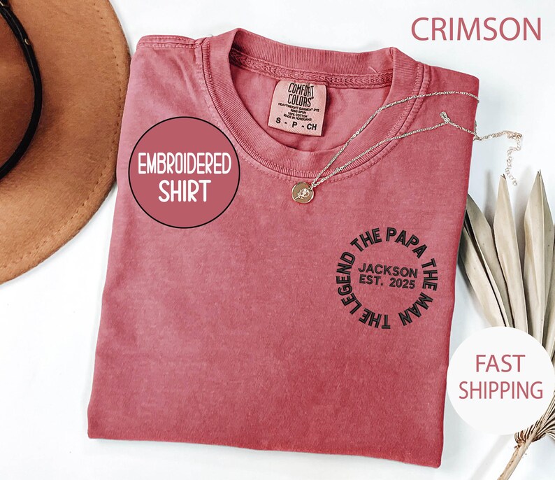 Personalized Papa Shirt, Embroidered Papa Tee, Custom Father's Day Gift ...