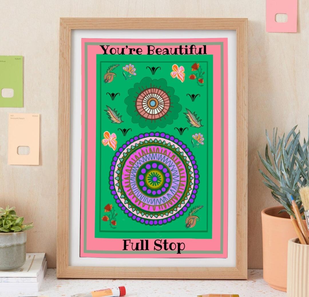 Mandala Self Love Wall Art "you're Beautiful" Affirmations Print ...