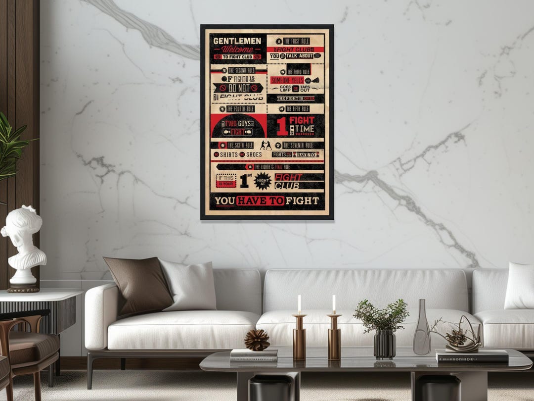 Fight Club Rules List | Fight Club Wall Art-poster or CANVAS Wall Art ...
