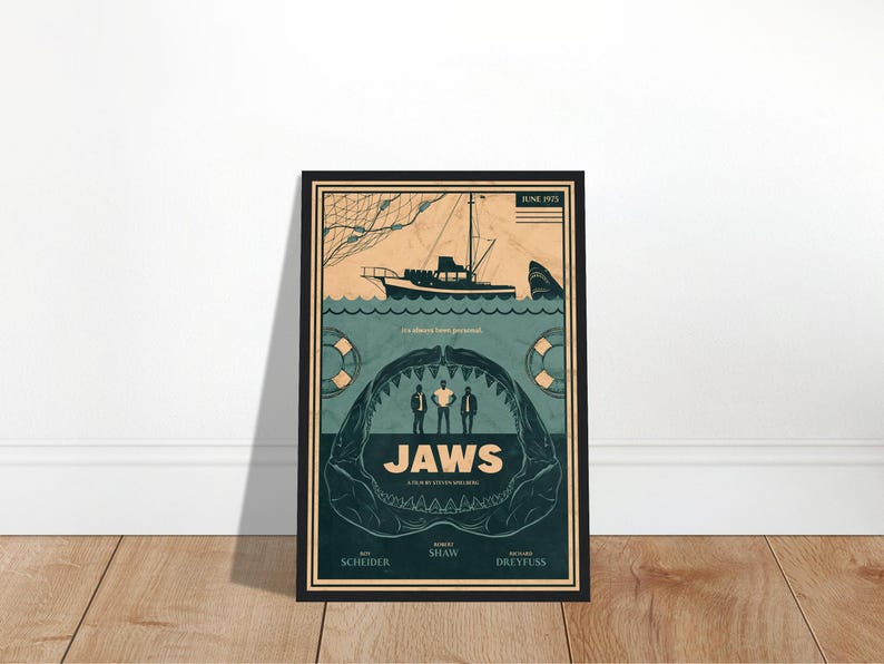 Jaws Inspired Movie Wall Art - POSTER or CANVAS Wall Art, Unique Wall ...