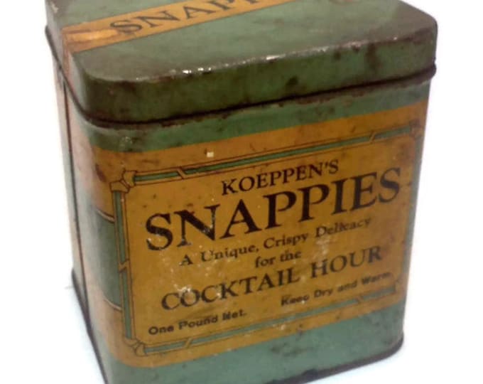 Vintage Koeppen's Snappies 1950s Advertising Tin Snack Cracker Box ...