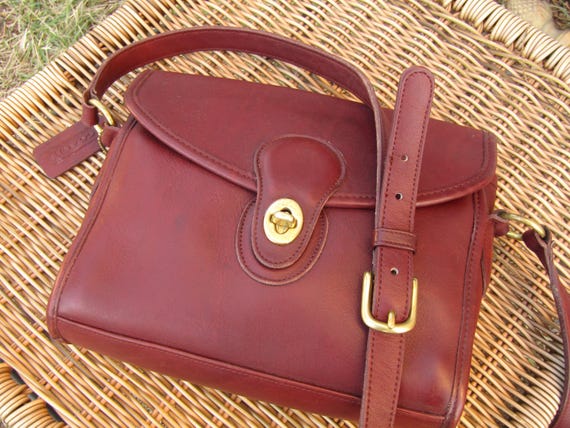 Vintage Coach Devon Bag in Oxblood Leather Crossbody … - Gem