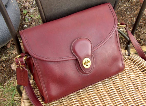 Vintage Coach Devon Bag in Oxblood Leather Crossbody … - Gem