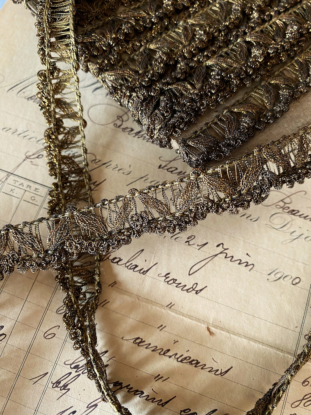 Gorgeous Rare Metallic Gold Old Antique Trim, Half Yard With More ...