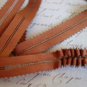 Rare Lovely OLD ANTIQUE French Ruching Metallic Gold Cotton Silk Ribbon ...