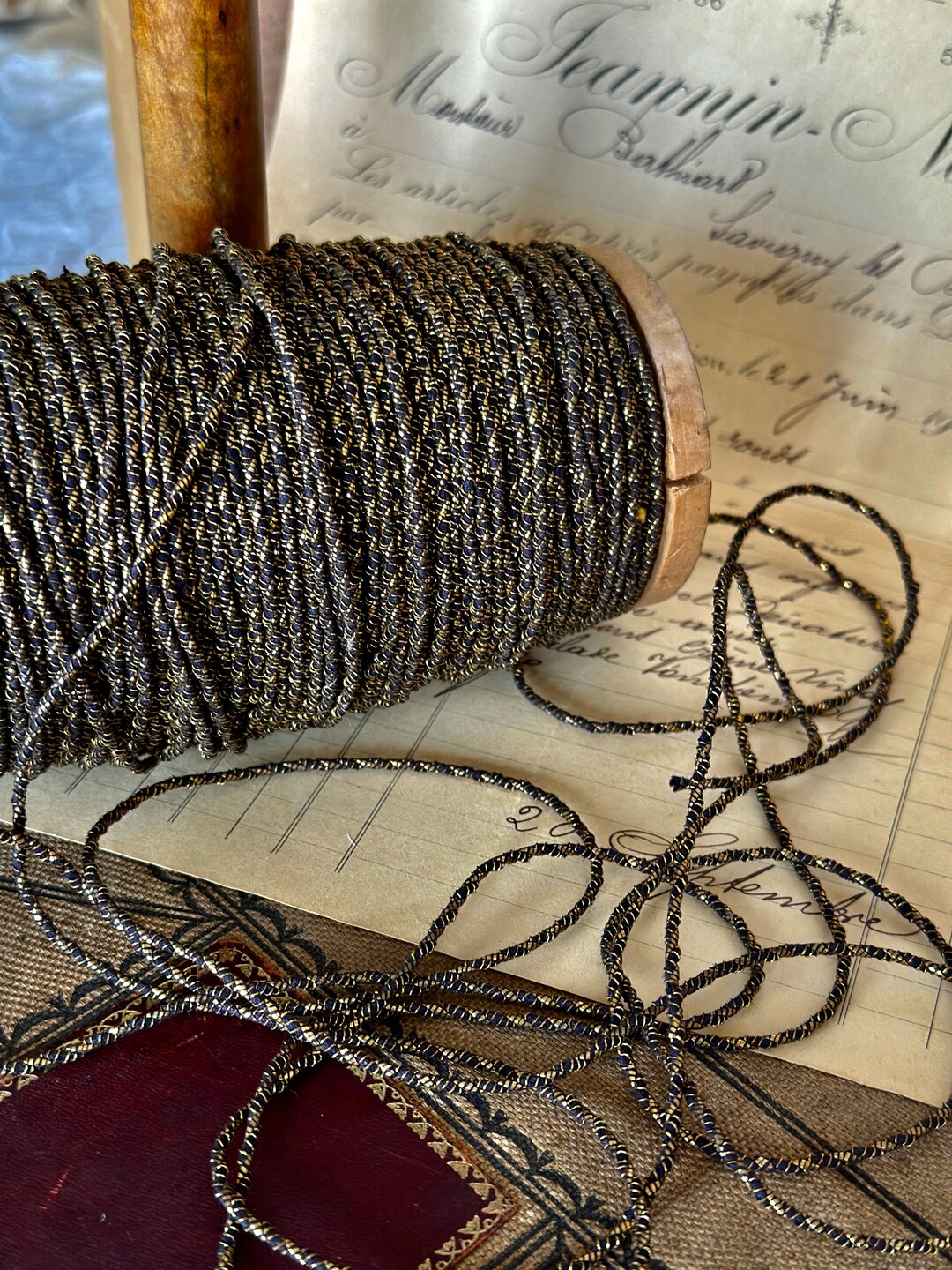 Antique Black With Metallic Gold Unique Cord or Cording, 2 Yards - Etsy