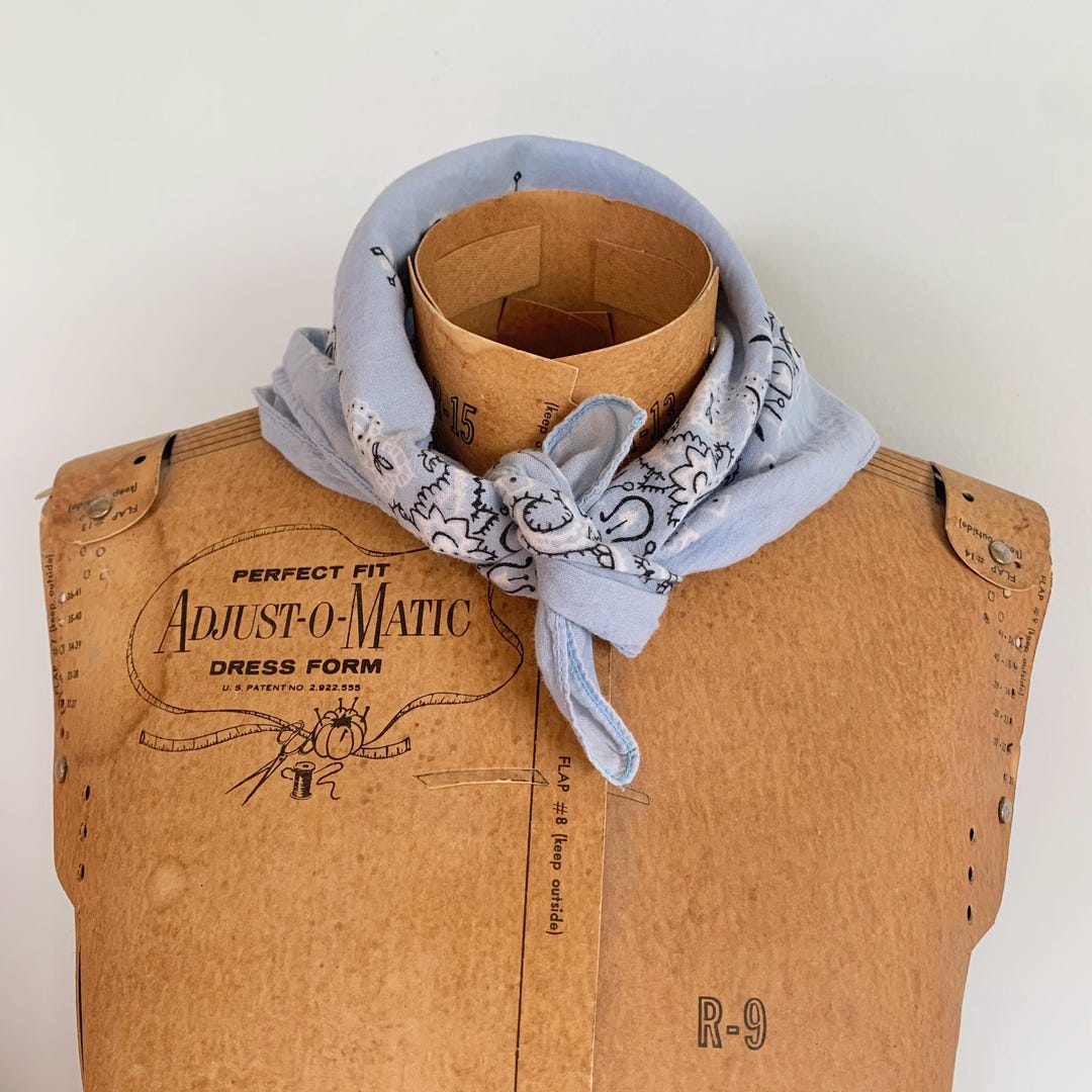 Vintage Sky Blue Paisley Bandana Kerchief Scarf RN13960 Paris ...