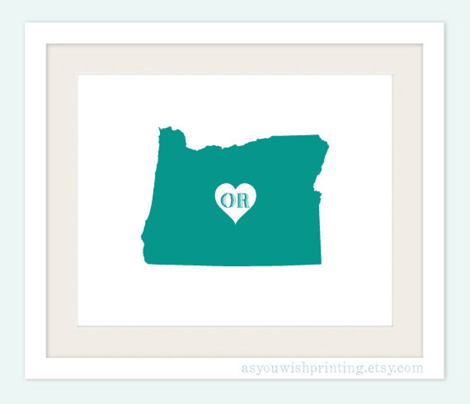 Oregon State Love Map Silhouette 8x10 Print - Customized - Etsy