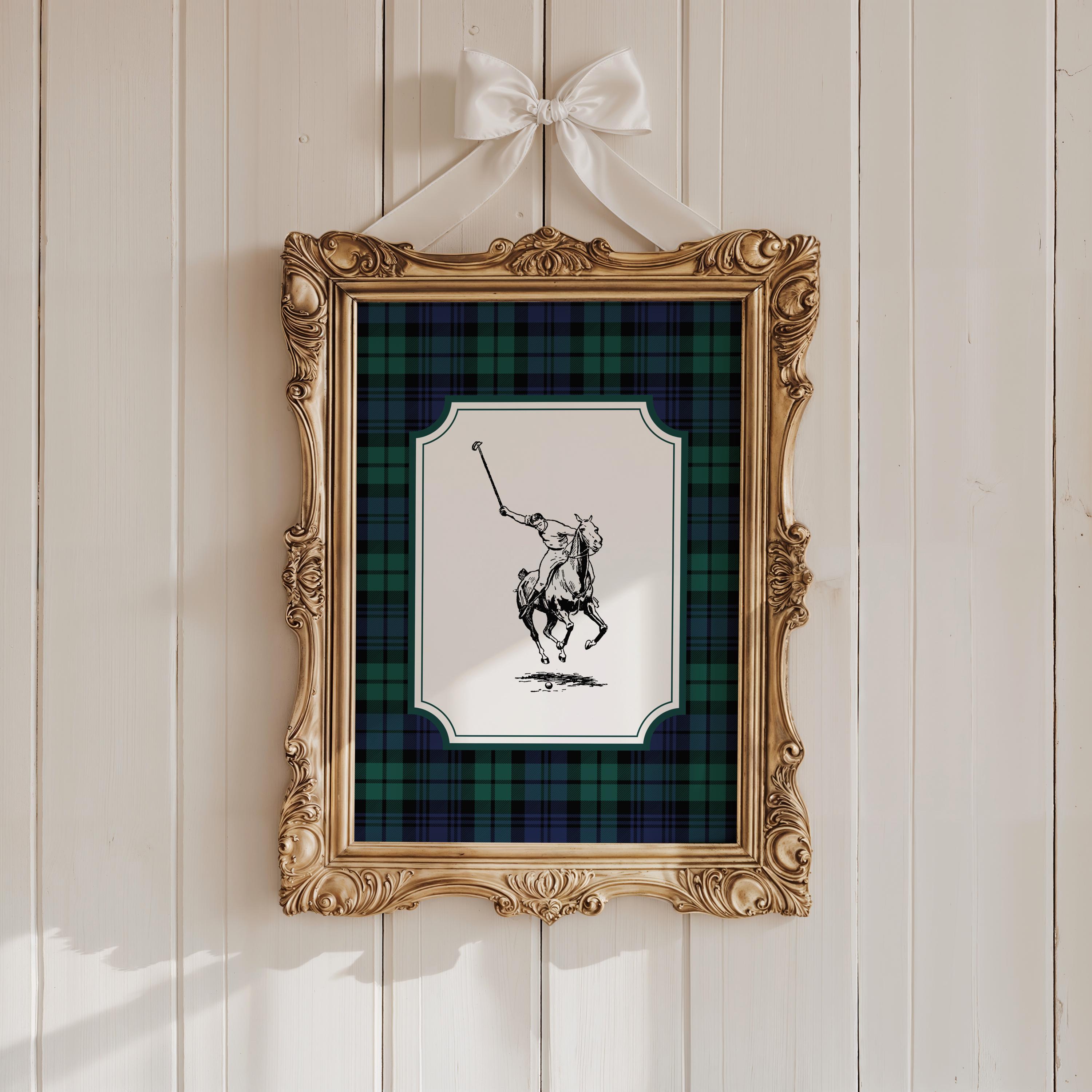 Preppy Polo Player Print, Tartan Polo Print for Men, Traditional Plaid ...