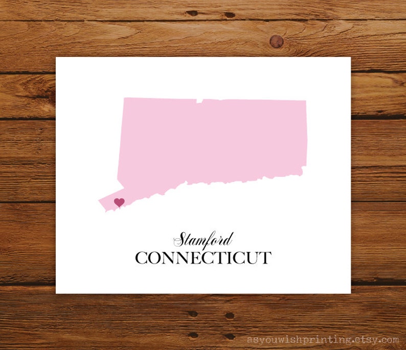 Connecticut State Love Map Silhouette 8x10 Print Customized - Etsy