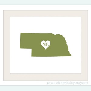 Nebraska State Love Map Silhouette 8x10 Print - Customized - Etsy