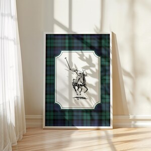 Preppy Polo Player Print, Tartan Polo Print for Men, Traditional Plaid ...