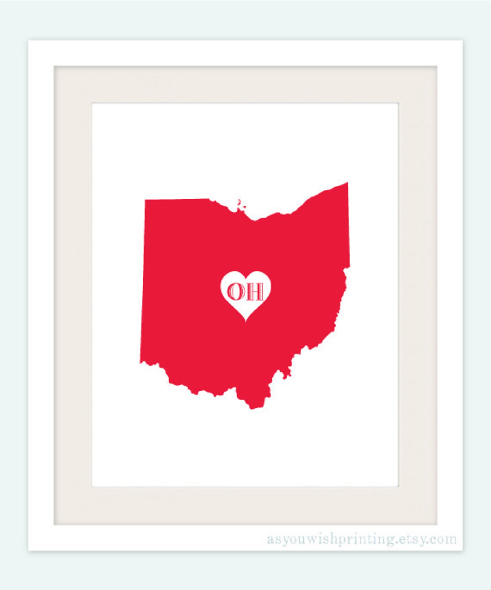 Ohio State Love Map Silhouette 8x10 Print Customized - Etsy
